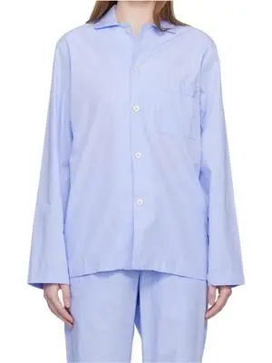 TEKLA Long-sleeved Pajama Shirt - Shirt Blue