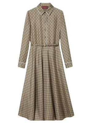 GUCCI Gucci Monogrammed Silk Shirt Dress