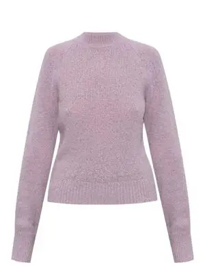 Dries Van Noten Long Sleeve Mock Neck Sweater - Purple