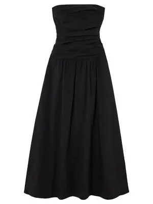 ST. AGNI ST. AGNI Strapless Crinkled Cotton-Blend Maxi Dress