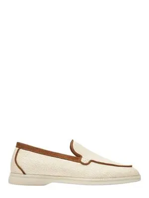 SCAROSSO Ludovica Almond Toe Loafers - Beige-grass Green