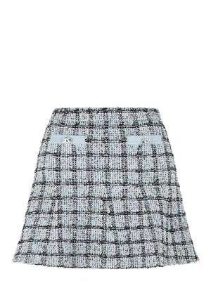 SELF-PORTRAIT Checked Mini Skirt - Blue