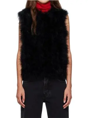 YVES SALOMON Yves Salomon Cropped Feather Vest Black