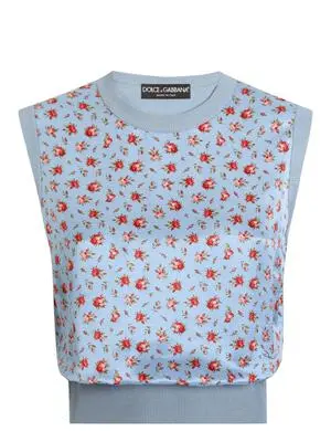 Dolce & Gabbana Floral Print Sleeveless Round Neck Vest - Blue