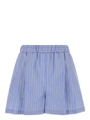 Marni Striped Elastic Waist Shorts - Blue