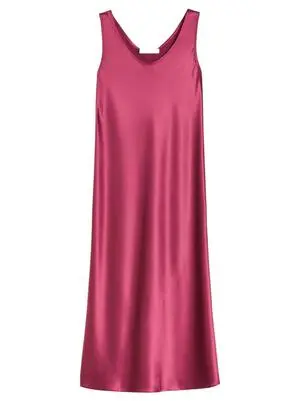 Max Mara Sleeveless V-neck Pleated Midi Dress - Red