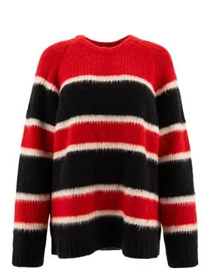 CELINE Celine Oversized Crew Neck Sweater In Brushed Striped Cotton