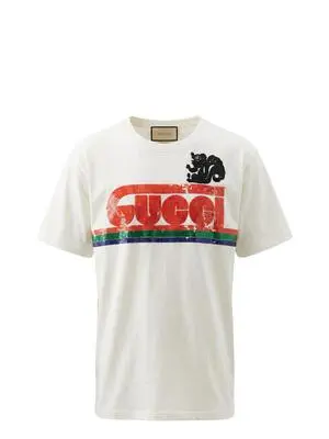Gucci Weasel Sequin Embroidered Cotton T-shirt - White