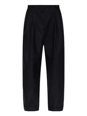 Dries Van Noten Belted Pleated Wide-leg Trousers - Navy Blue