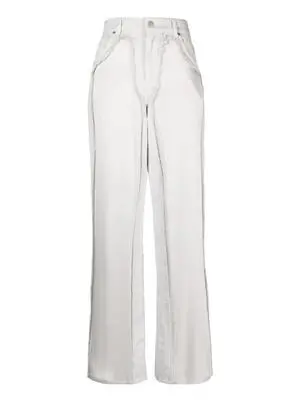Blumarine Frayed Edge Straight Leg Jeans - White