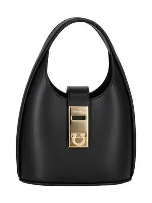 FERRAGAMO Logo Details Satchel Black