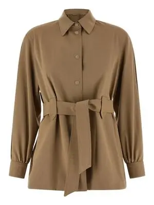 Max Mara Belted Fitted Jacket With Long Sleeves - Brown