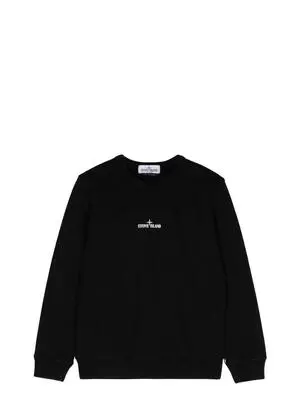 Stone Island Logo-print Organic Cotton Sweatshirt - Black