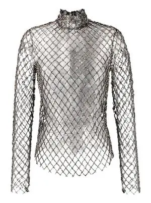 Isabel Marant Étoile High-neck Embellished Long-sleeved Blouse - Gray