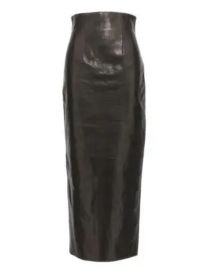 Khaite Loxley High-waisted Midi Skirt - Onyx