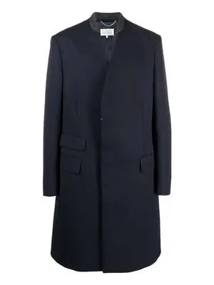 MAISON MARGIELA Collarless Single Breasted Coat - Black