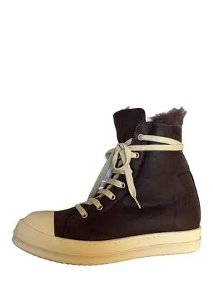 Rick Owens Round Toe High Top Casual Shoes - Black