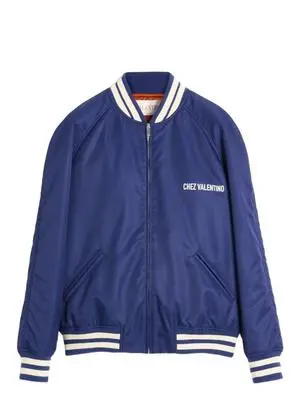 Valentino Garavani Logo Printed Zip-up Jacket - Blue