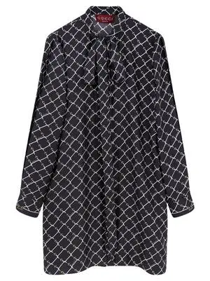 Gucci Printed Long-sleeve Twill Dress - Black