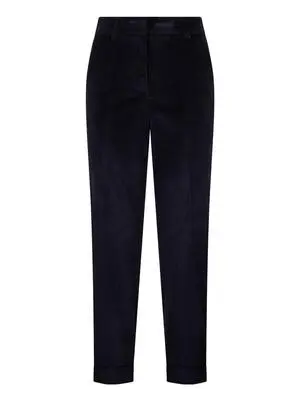 Peserico High-waist Tapered Corduroy Trousers - Black