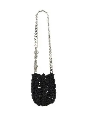 Kara Knot Chain Crossbody Bag - Black