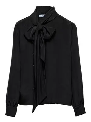 Prada Marocain Shirt With Scarf Collar - Black