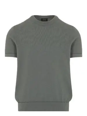 Brioni Textured Short-sleeve Knitted Top - Gray