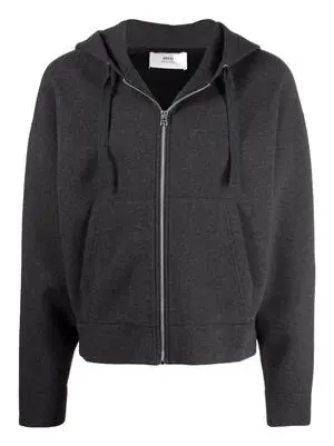 AMI Paris Drop Shoulder Zip-fastening Hoodie - Black