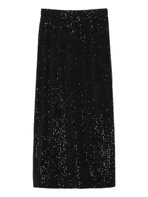 Max Mara Embroidered Sequin Midi Skirt - Black