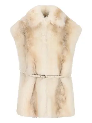 Gucci Sleeveless Shearling Belted Gilet - No