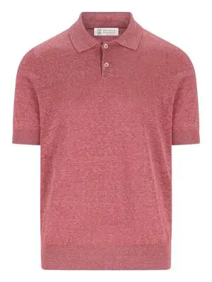 Brunello Cucinelli Short-sleeve Polo Knitted Top - Pink
