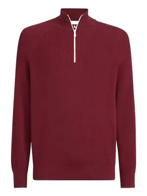 Brunello Cucinelli Ribbed Half-zip Jumper - Red