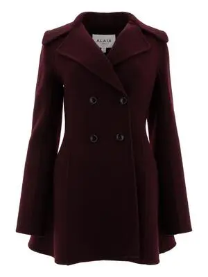 Alaïa Double Breasted Long Sleeve Coat - Bordeaux