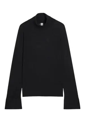 TOTEME High-neck Knitted Jumper With Side Slits - Black
