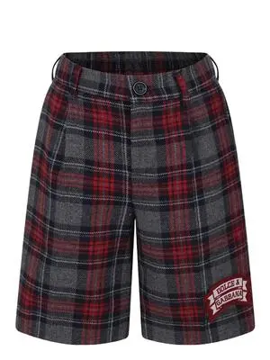 Dolce & Gabbana Logo-embroidered Tartan Shorts - Black