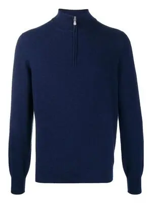 Brunello Cucinelli High-collar Half-zip Sweater - Black