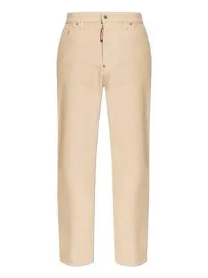 Dsquared2 Logo Patch Straight Leg Jeans - Beige
