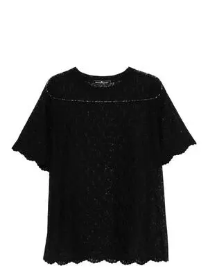 Ermanno Scervino Lace Scalloped Top - Black