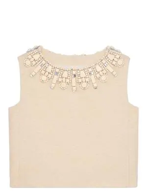 Celine Embroidered Top In Bouclette Natt - Vanilla