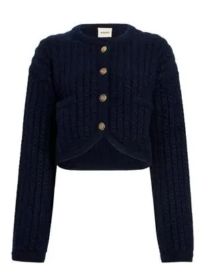 Khaite Balser Cardigan With Gold Buttons - Midnight