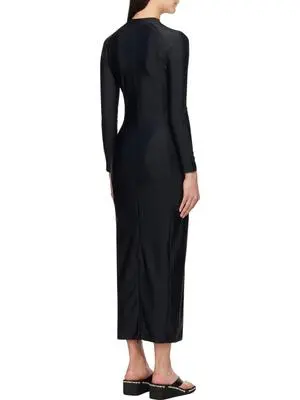 Alexander Wang Long Sleeve Logo Print Midi Dress - Black