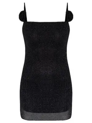 Oseree Sparkling Mini Dress With Spaghetti Straps - Black