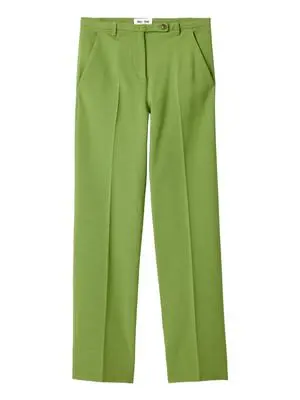 Miu Miu Straight-leg Pleated Trousers - Green