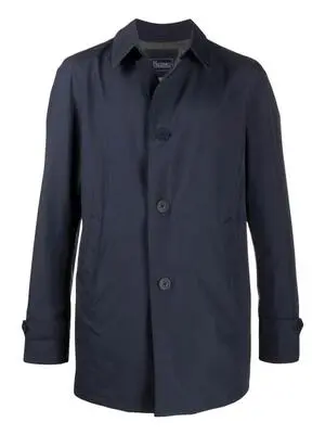 Herno Point-collar Button-through Coat - Blue