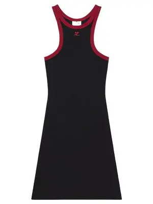 COURREGES Racerback Sleeveless Mini Dress With Ac Logo - Black/ruby Red