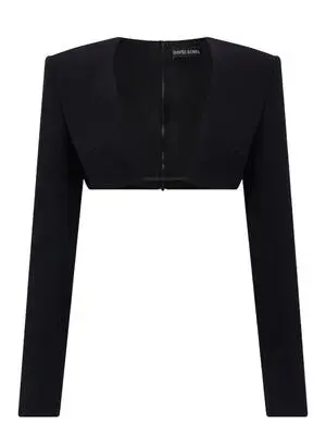 David Koma Plunging Neckline Cropped Top - Black