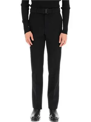Off-White Belted Straight Leg Trousers - Black