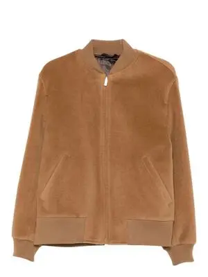 LARDINI Ribbed-collar Wool Jacket - Brown