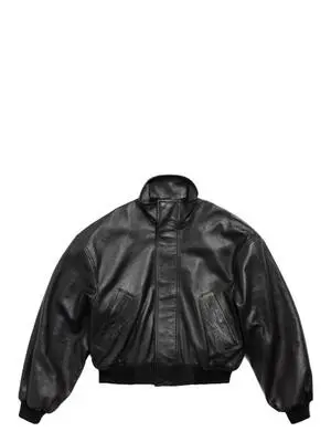 Balenciaga High-neck Leather Jacket - Black