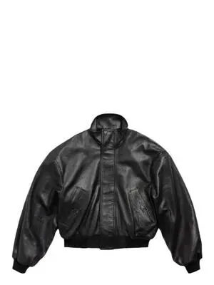 Balenciaga High-neck Leather Jacket - Black